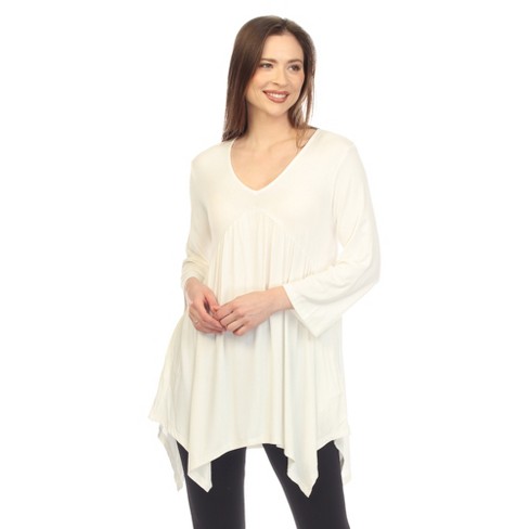 Women's Empire Cut V-neck Tunic Top White Xlarge -white Mark : Target