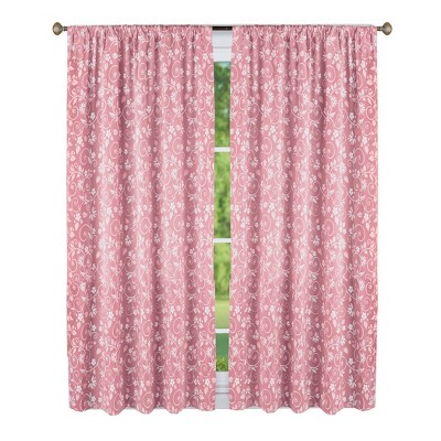 Collections Etc Floral Scrolling Vine Pattern Rod Pocket Top Window ...