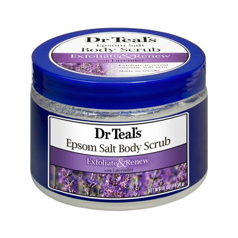 Dr Teal's Exfoliate & Renew Lavender Epsom Salt Body Scrub - 16oz : Target