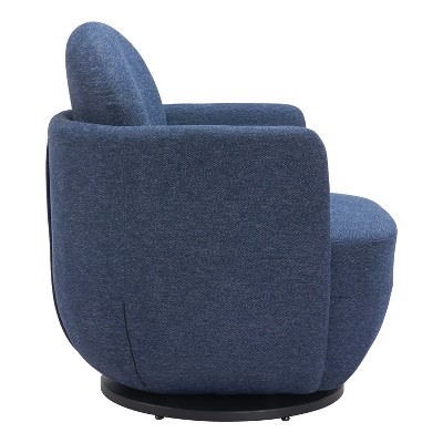 HomeStock 32.7 in H Blue Finish Round Wood Frame Straight Armchair ...