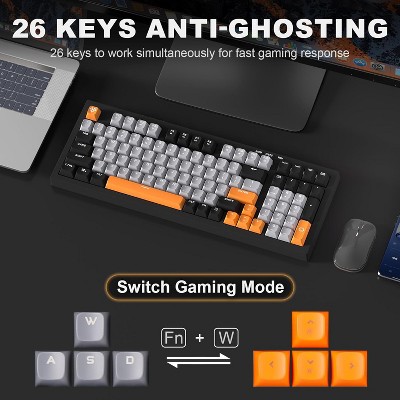 YUNZII D98 Membrane Gaming Keyboard,RGB Backlit Black & Orange : Target