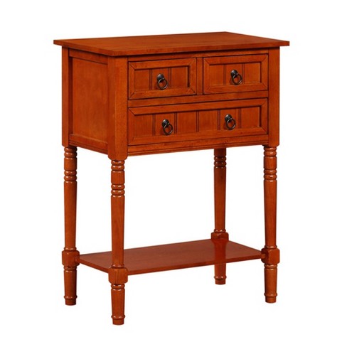Breighton Home Kendra 3 Drawer Hall Table With Shelf Cherry: Rubberwood ...
