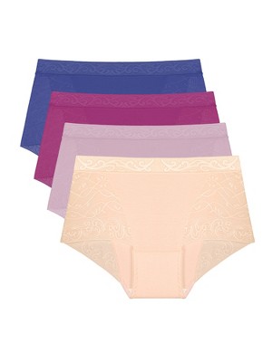 Agnes Orinda Women's 4 Pack Briefs Stretch Breathable Lace Panties Nude ...