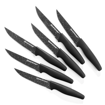 Granitestone Knutriblade 6 Piece Black Steak Knives With Easy Grip ...