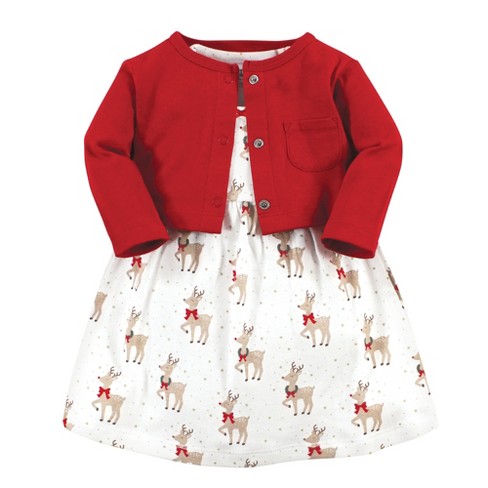 Hudson Baby Infant And Toddler Girl Cotton Dress And Cardigan Set ...