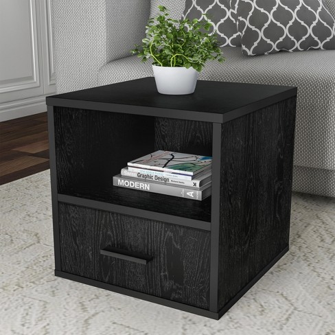 Hastings Home End Table, Stackable Modular Cube With Drawer, Black : Target