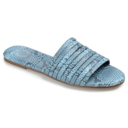 Brinley Co. Womens Tru Comfort Foam Multi Strap Slide Blue 7 : Target