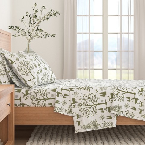 100% Cotton Outdoor Print Flannel Sheet Set - Great Bay Home (king ...