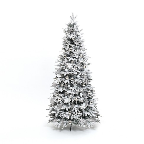 Luxenhome 6ft Pre-lit Snow Flocked Pop-up Artificial Christmas Tree ...
