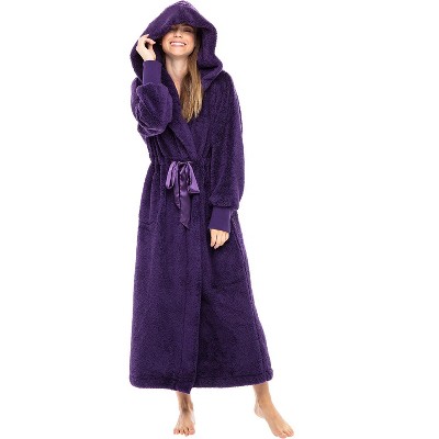 Alexander Del Rossa Women's Plush Fleece Robe with Hood, Long Warm ...