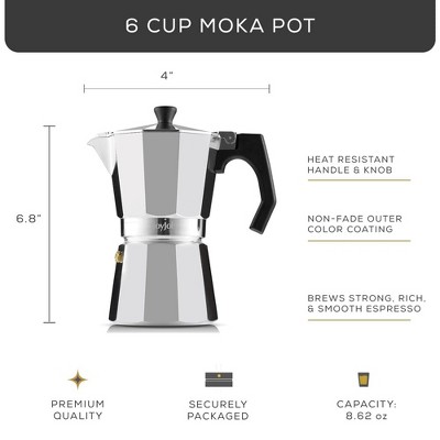 Joyjolt Italian Moka Pot 6 Cup Stovetop Espresso Maker Aluminum Coffee ...
