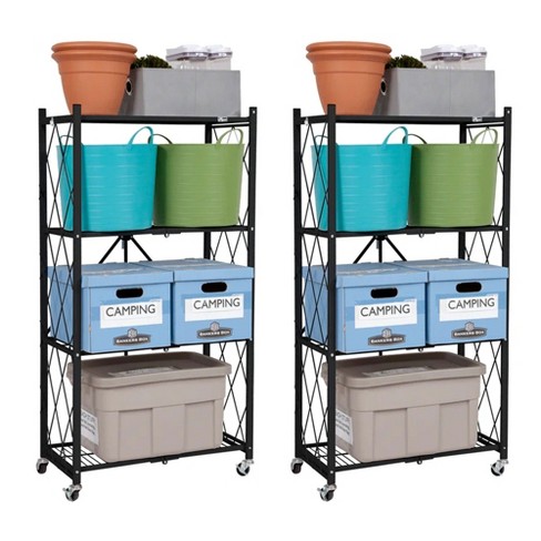 Origami 4 Tier Folding Storage Powder Coated Steel Garage Shelving Unit ...