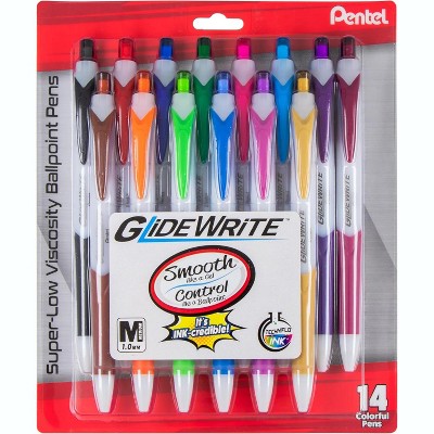 Pentel GlideWrite Ballpoint Pen, (1.0mm) Medium Line, Assorted Ink ...
