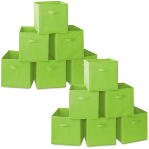Casafield Set Of 12 Collapsible Fabric Storage Cube Bins, Lime Green ...