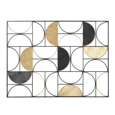 Metal Geometric Half Moon Wall Decor With Gold Detailing Black - Olivia ...