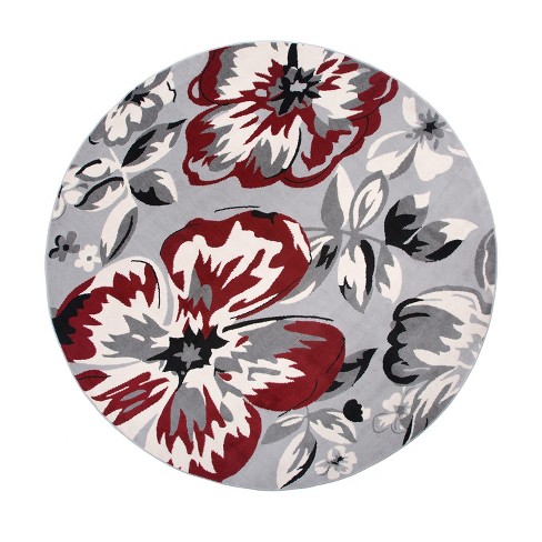 World Rug Gallery Modern Floral Design Red 6'6" Round Rug : Target