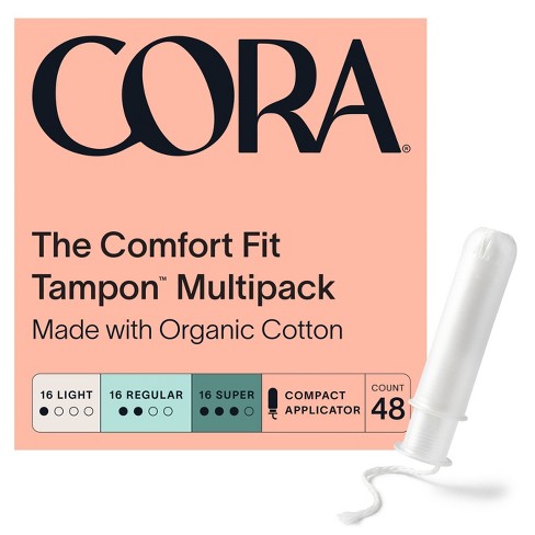 Cora Organic Cotton Tampons Mix Pack - Light/regular/super Absorbency ...