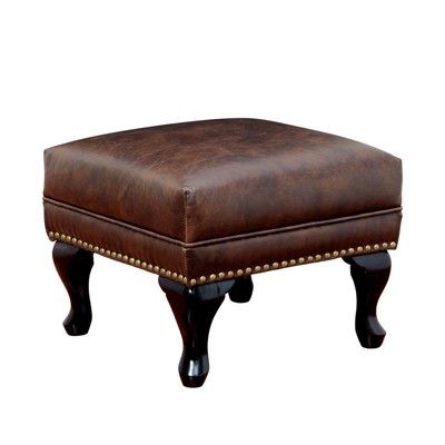 Aric Bonded Leather Ottoman - Baxton Studio: Dark Brown Footrest ...