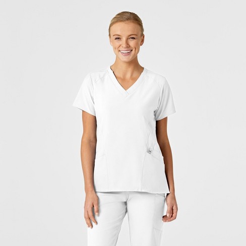 Wink Women's Stylized V-neck Scrub Top, White, Xl : Target