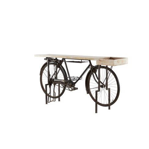 Olivia & May Rustic Metal Console Table Black: Matte Finish, No ...