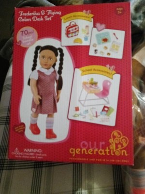 Our Generation Frederika & Flying Colors Desk Accessory Set 18" Doll ...