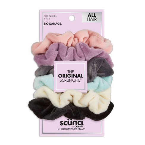 Scünci No Damage Plush Velour Scrunchies - Neutral - All Hair - 6pcs ...