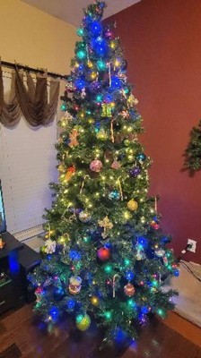 Costway 8ft Pre-lit Hinged Christmas Tree with Remote Control & 9 ...