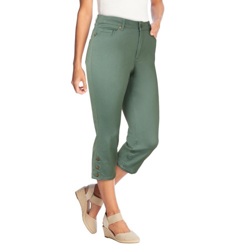 Woman Within Women's Plus Size Comfort Curve Denim Capri : Target
