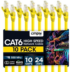 Cmple - 10 Pack Cat6 Ethernet Cable 3 ft Cat 6 Network Cables with RJ45 ...