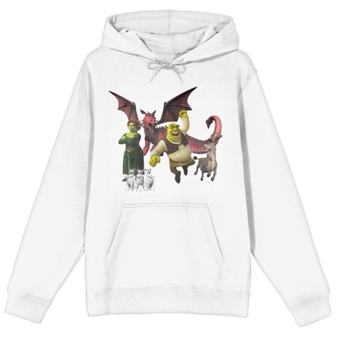 Shrek Main Characters Long Sleeve White Adult Hooded Sweatshirt : Target