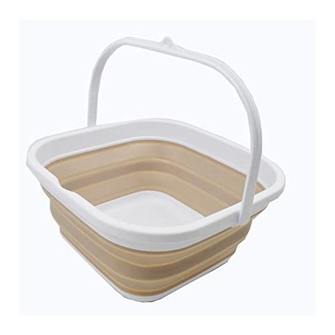 Sammart 5.5l (1.4 Gallon) Collapsible Square Handy Bucket, White/latte ...