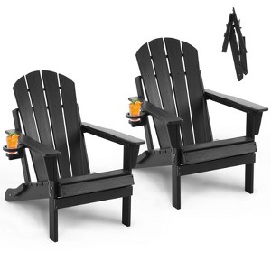 Furniliving Folding Adirondack Chairs Set of 2, Outdoor HDPE Patio ...