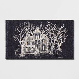 1'8"x2'10" Washable Haunted House Chenille Scatter Accent Rug Ivory ...