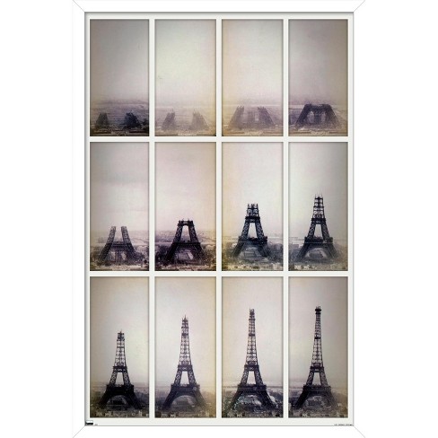 Trends International Eiffel Tower Construction Time Lapse Framed Wall ...