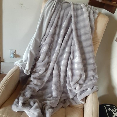 50"x60" York Long Faux Fur Throw Blanket Blue : Target