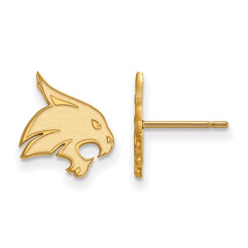 Black Bow Jewelry 10k Yellow Gold Texas State Bobcats Ncaa Post Earring ...
