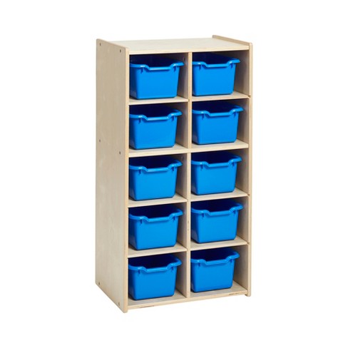 Ecr4kids Streamline 10 Cubby Tray Cabinet With Scoop Front Storage Bins ...