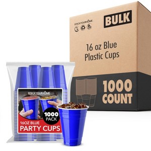 Stock Your Home Blue Plastic Cups 16 oz 1000 Count Disposable Heavy ...