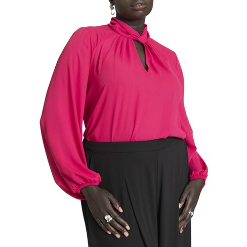 Eloquii Women's Plus Size Keyhole Blouse - 20, Fuchsia : Target