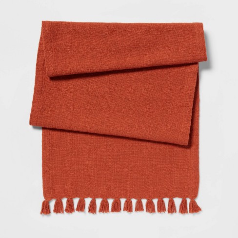 90" X 20" Cotton Textured Table Runner Dark Orange - Threshold™ : Target