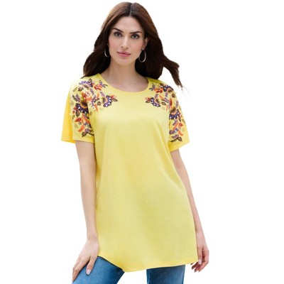 Roaman's Women's Plus Size Embellished Tunic With Side Slits - 22/24 ...