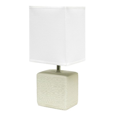 Petite Faux Stone Table Lamp With Fabric Shade Off-white - Simple ...