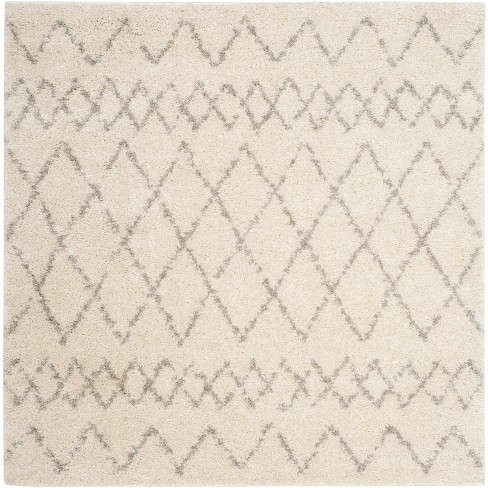 Berber Shag Ber165 Power Loomed Indoor Area Rug - Cream/light Grey - 6 ...