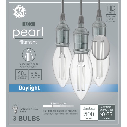 Ge Household Lighting 3pk Pearl Hd Daylight 60w Led Deco Candelabra ...