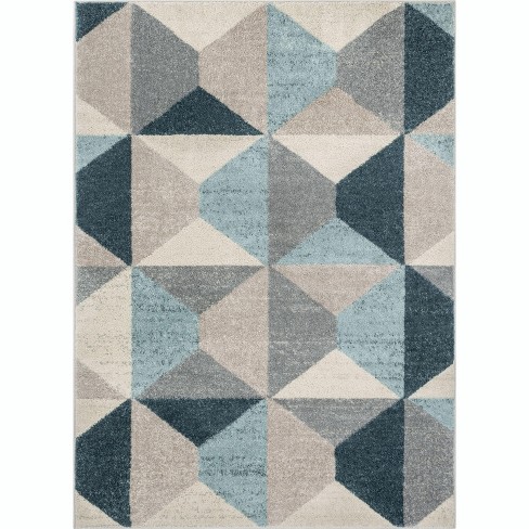 Yara Scandanavian Abstract Geometric 5'3" X 7'3" Blue Area Rug : Target