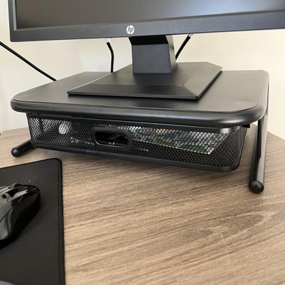 Mesh Monitor Stand With Drawer Black - Brightroom™ : Target