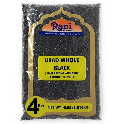 Urad Whole Black (matpe Beans W/skin) - 64oz (4lbs) 1.81kg - Rani Brand ...