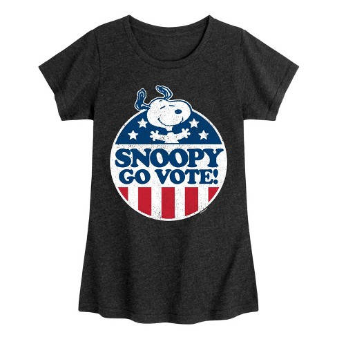 Peanuts Snoopy Go Vote Fitted Short Sleeve Graphic T-shirt - Heather ...