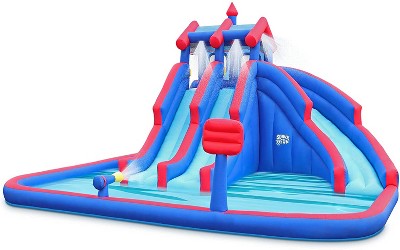 Sunny & Fun Inflatable Kids Backyard Double Water Slide Park With Pool ...