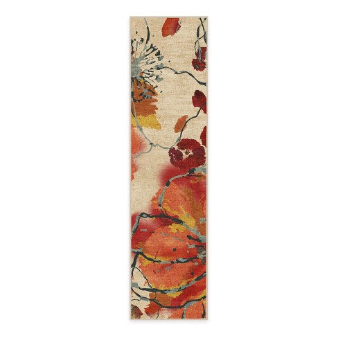 Ruggable Watercolor Floral Washable Boho Runner Rug - Coral 2'6"x10 ...